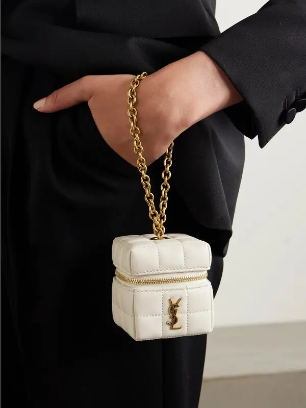 Saint Laurent Cassandre Matelassé Quilted Leather Pouch - White