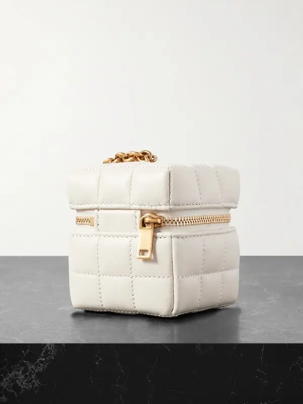 Saint Laurent Cassandre Matelassé Quilted Leather Pouch - White