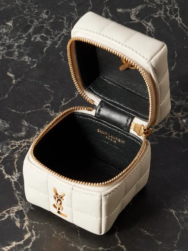 Saint Laurent Cassandre Matelassé Quilted Leather Pouch - White