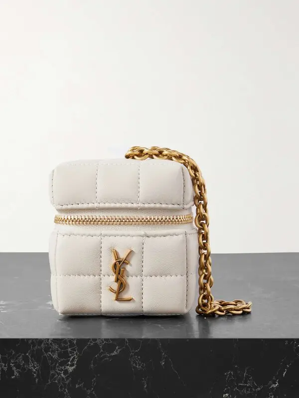 Saint Laurent Cassandre Matelassé Quilted Leather Pouch - White