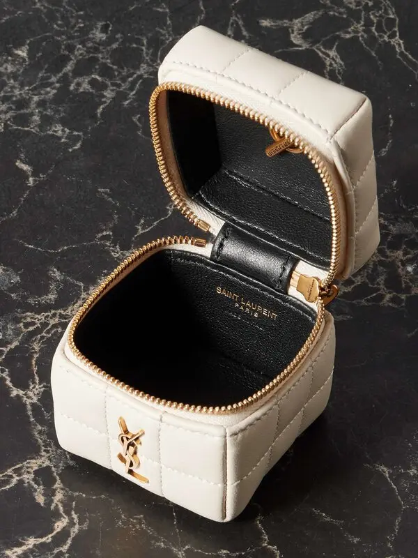 Saint Laurent Cassandre Matelassé Quilted Leather Pouch - White