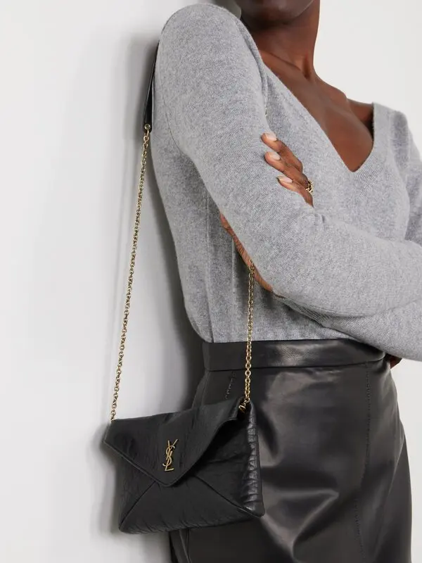 Saint Laurent Cassandre Mini Textured-leather Shoulder Bag