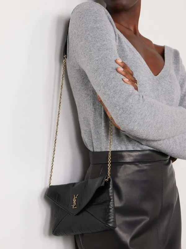 Saint Laurent Cassandre Mini Textured-leather Shoulder Bag