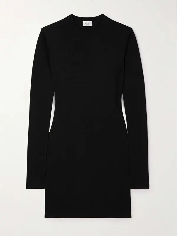 Saint Laurent Knitted Mini Dress - Black