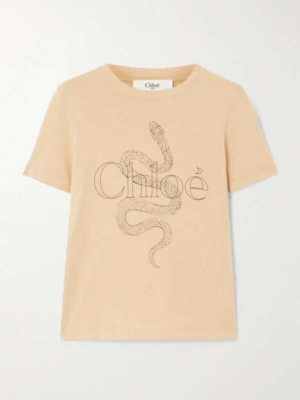 Chloé Printed Cotton-jersey T-shirt