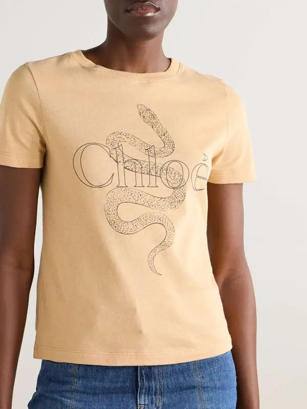 Chloé Printed Cotton-jersey T-shirt