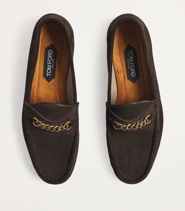 Tom Ford Suede Chain-Detail Loafers In Black - 51% Off  display picture 3
