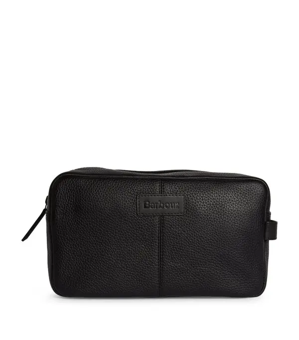 Barbour Leather Highgate Wash Bag - Black
