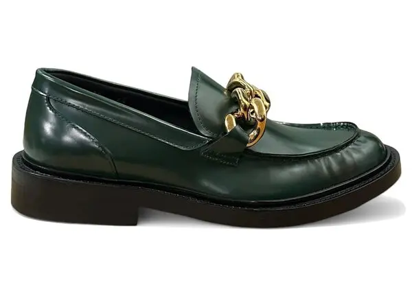 Versace Chain Leather Loafers - Green