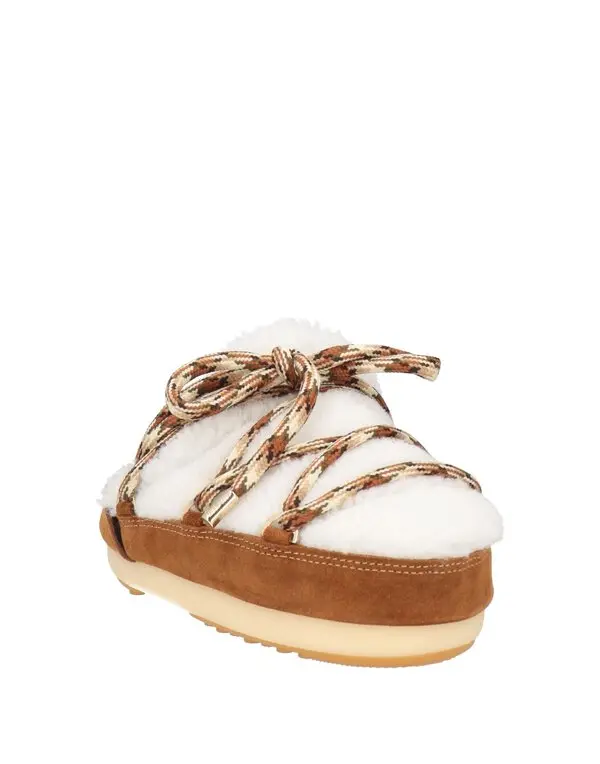Moon Boot Shearling And Suede Embellished Two-tone Mules - Beige