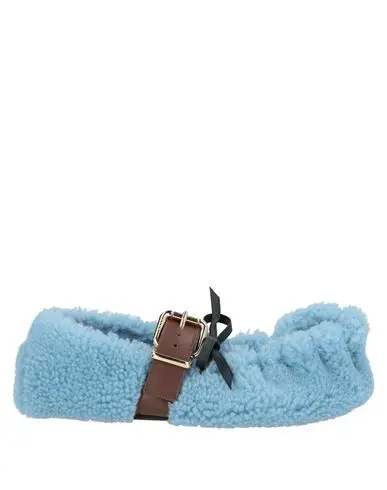 Marni Shearling Leather Mary Jane Flats - Blue