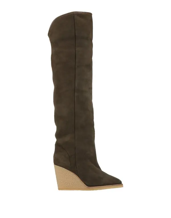 Isabel Marant Over-the-knee Wedge Shearling Boots - Green