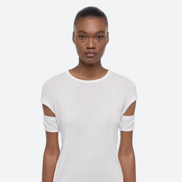 Helmut Lang Slashed Shrunken Tee - Optic White
