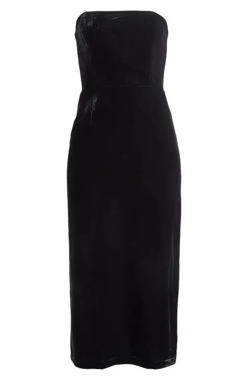wayf strapless midi dress WAYF Cotton Strapless Pleated Midi Dress