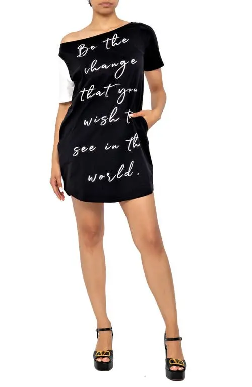 DAI MODA Graphic One-shoulder T-shirt Dress