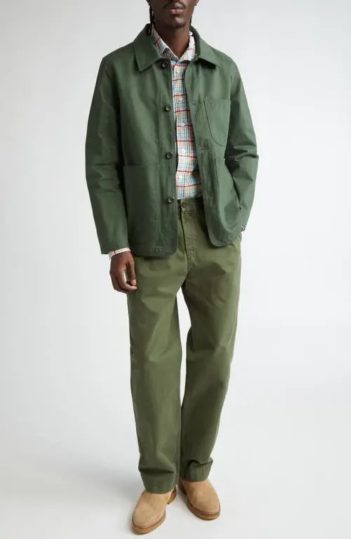 Drake'S Cotton Herringbone Jacket In 400 Racing Green 40% Off
