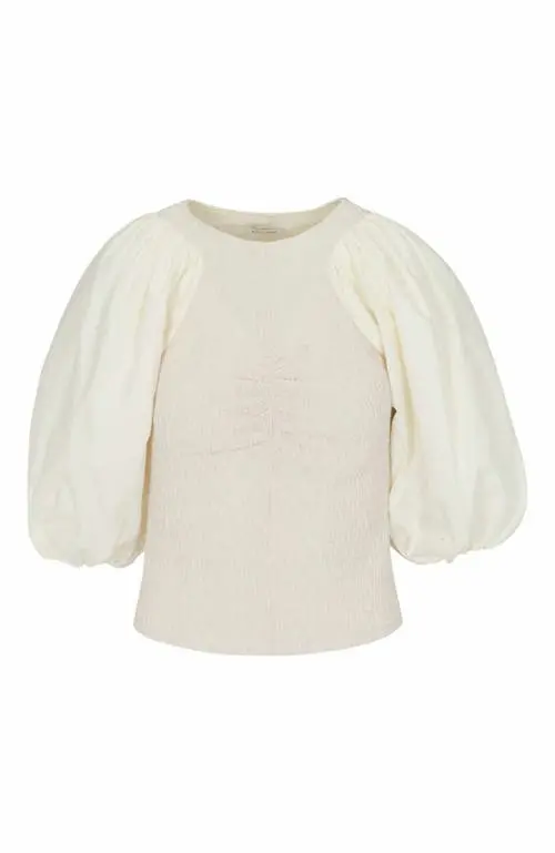 Rebecca Taylor Taryn Mixed Media Top - Cream