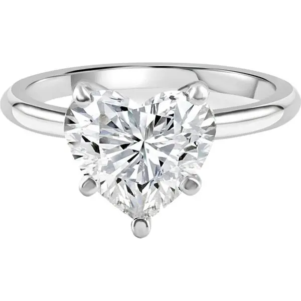 BLISS DIAMOND 3ct Gold Certified Lab Grown Heart Cut Diamond Solitaire Ring - 14k White Gold