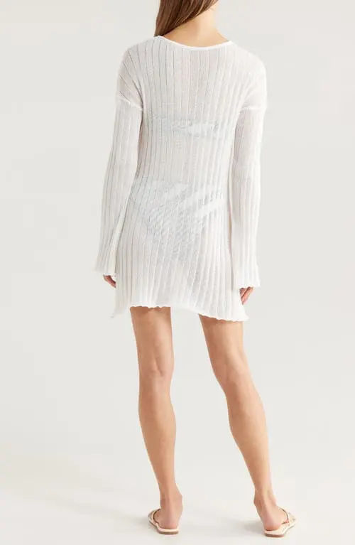 Solid & Striped The Nicki Rib Long Sleeve Linen Blend Cover-up Dress