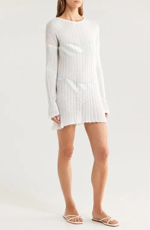 Solid & Striped The Nicki Rib Long Sleeve Linen Blend Cover-up Dress
