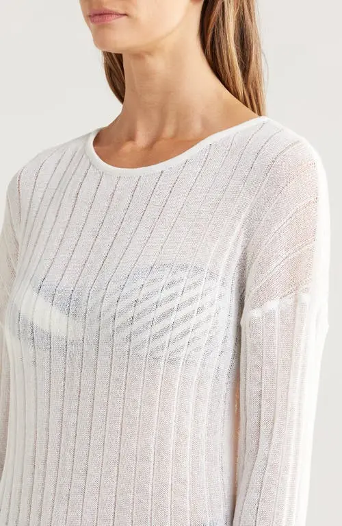 Solid & Striped The Nicki Rib Long Sleeve Linen Blend Cover-up Dress