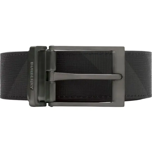 Burberry Louis Reversible Check Belt - Charcoal/ Graphite