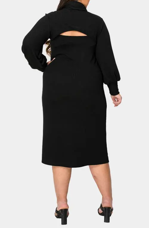 L I V D Aster Plissé Sweater Dress - Black