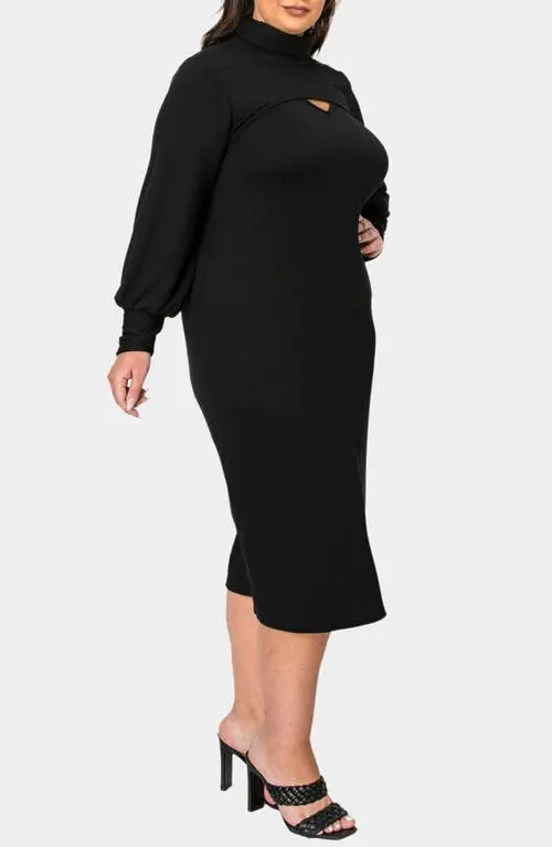 L I V D Aster Plissé Sweater Dress - Black