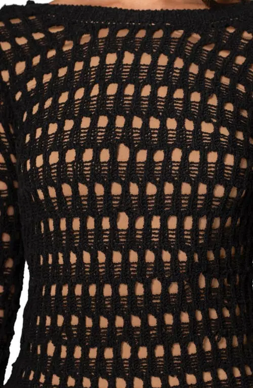JLUXLABEL Serene Wonders Open Stitch Long Sleeve Dress
