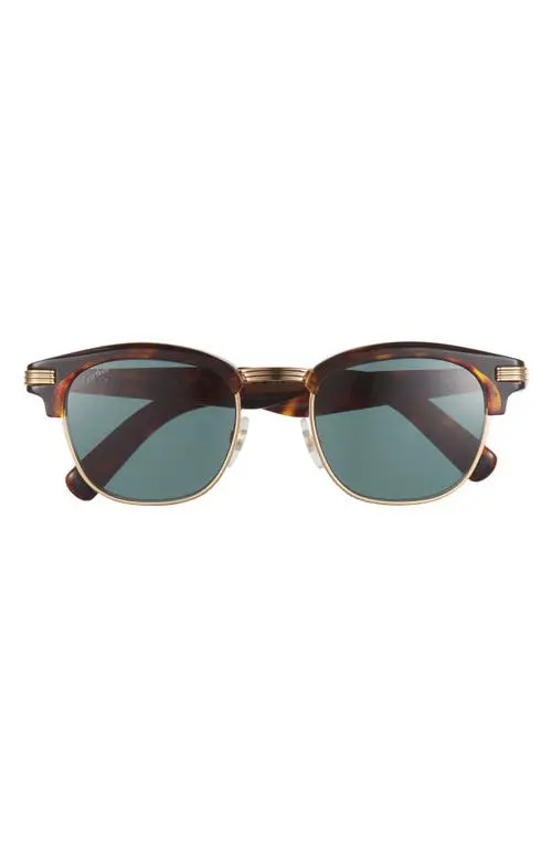 CARTIER 52mm Round Frame Sunglasses - Havana