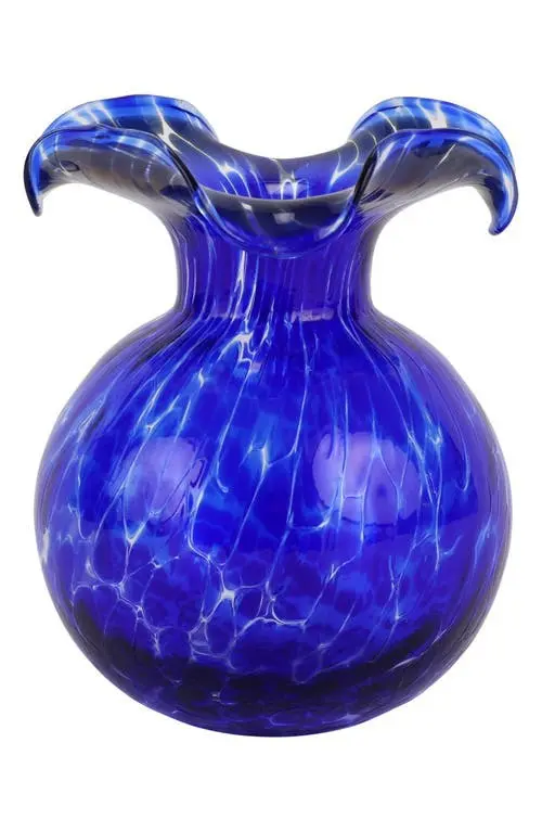 VIETRI Hibiscus Glass Cobalt Tortoiseshell Bud Vase - Blue