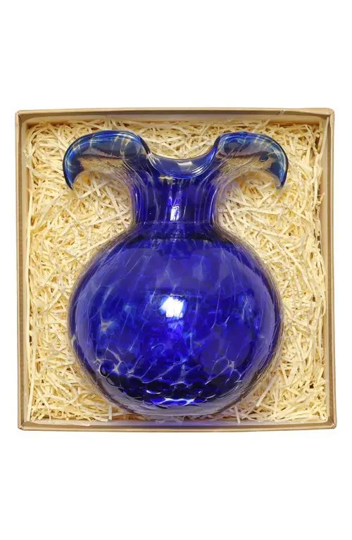 VIETRI Hibiscus Glass Cobalt Tortoiseshell Bud Vase - Blue