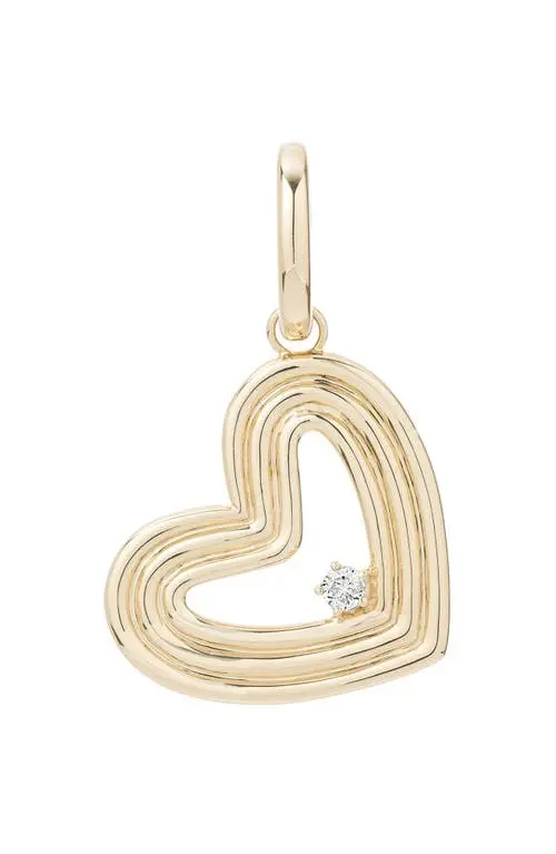 Adina Reyter Groovy Heart Charm Pendant - Yellow Gold/ Diamond