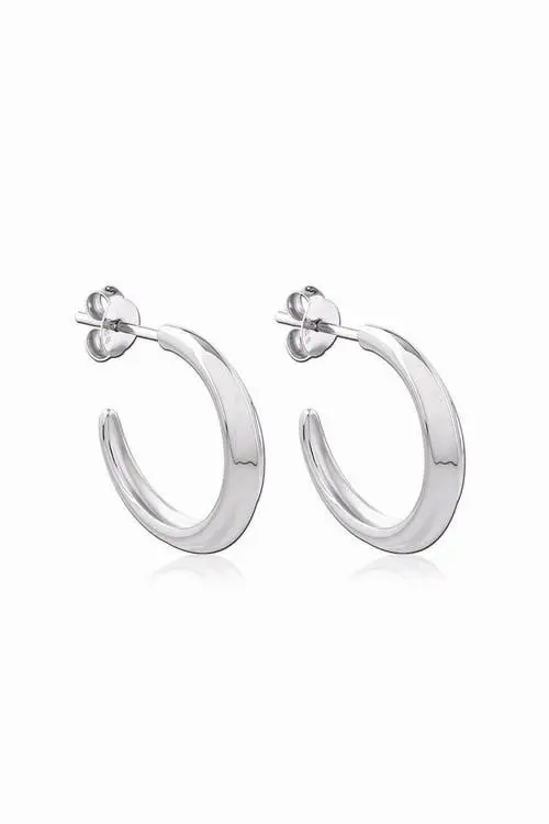ASTOR & ORION Crescent Hoop Earrings - Silver