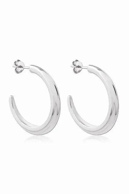 ASTOR & ORION Crescent Hoop Earrings - Silver