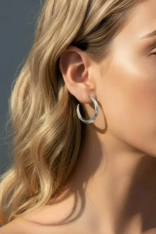 ASTOR & ORION Crescent Hoop Earrings - Silver