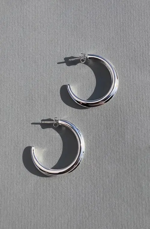 ASTOR & ORION Crescent Hoop Earrings - Silver