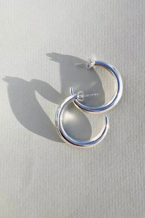 ASTOR & ORION Crescent Hoop Earrings - Silver