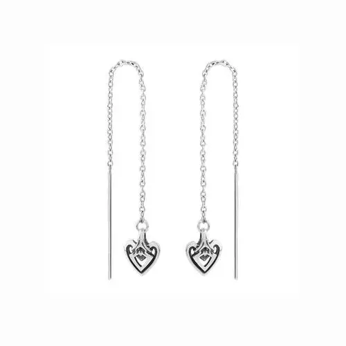 ASTOR & ORION Heart Threader Earrings - Silver
