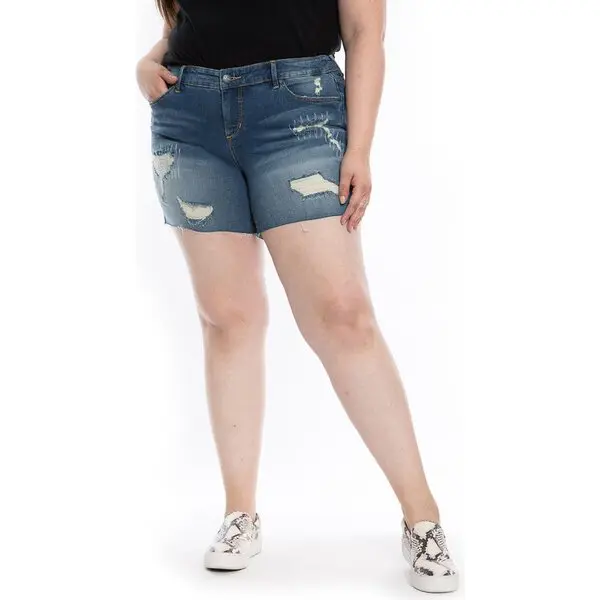 SLINK JEANS Ripped Denim Shorts