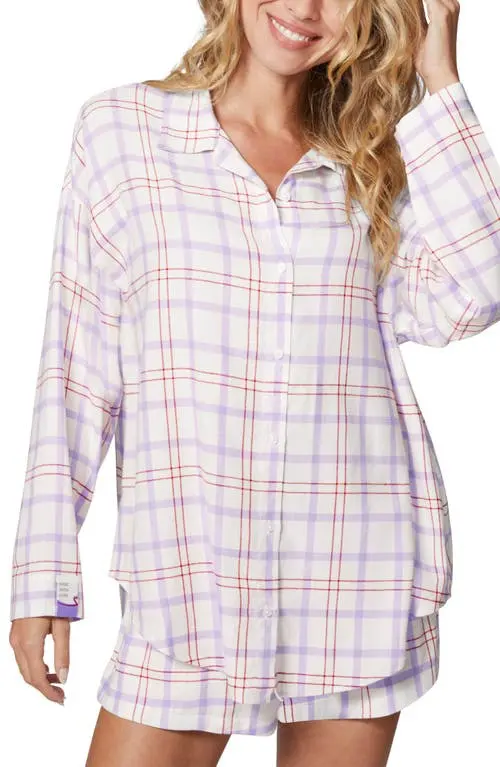 FLORENCE BY MILLS Cozy Flannel Sleep Shirt - Jet Stream Plaid