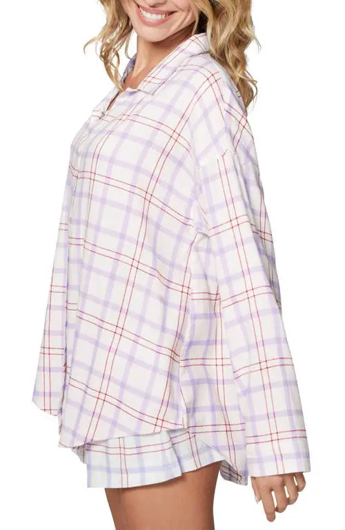 FLORENCE BY MILLS Cozy Flannel Sleep Shirt - Jet Stream Plaid