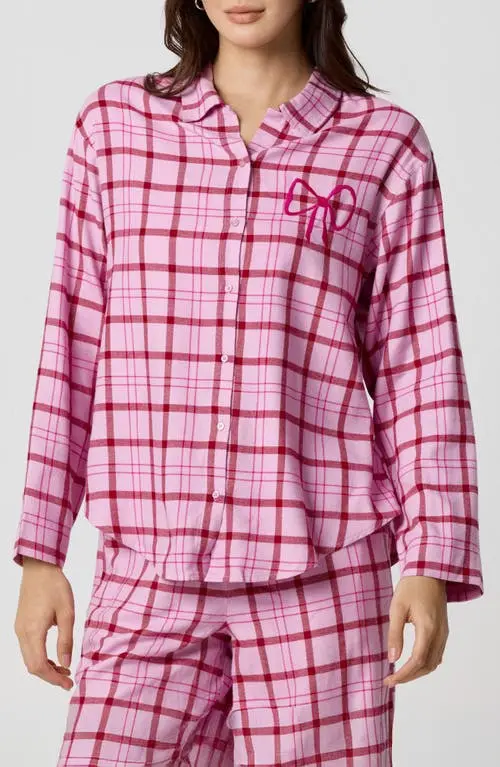 FLORENCE BY MILLS Cozy Flannel Sleep Shirt - Mauve Mist Pld