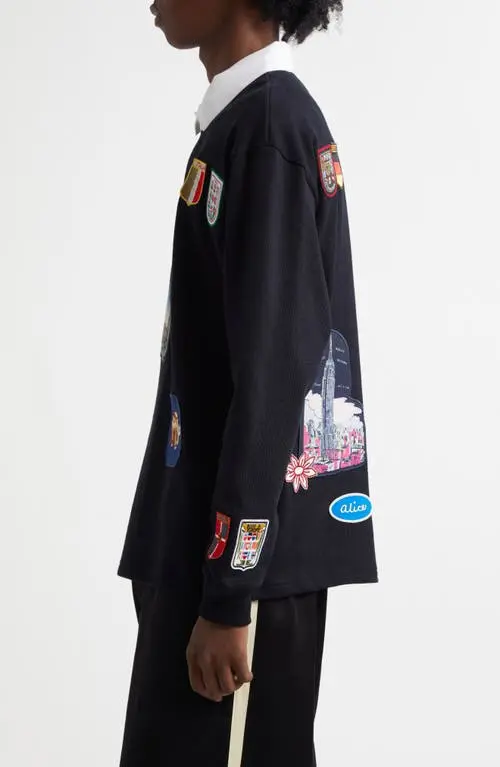 Bode Passport Patch Rugby Shirt In Black - 30% Off | Editorialist