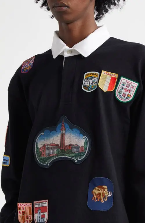 Bode Passport Patch Rugby Shirt In Black - 30% Off | Editorialist