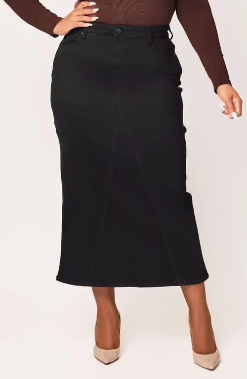 SLINK JEANS Denim Midi Skirt - Black