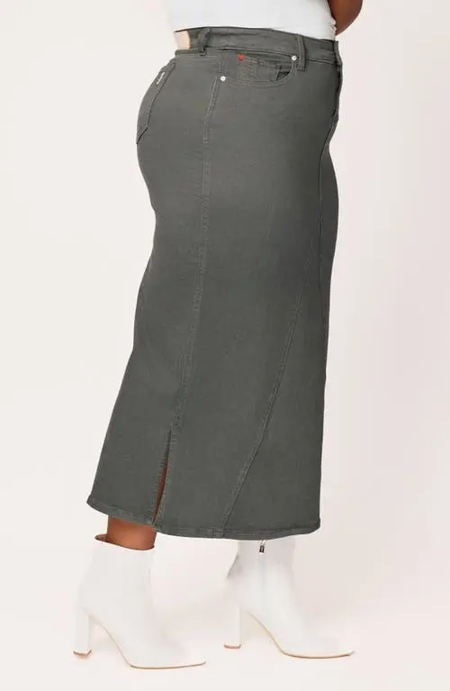 SLINK JEANS Denim Midi Skirt - Dark Olive