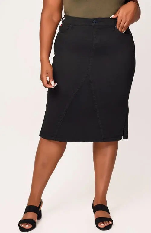 SLINK JEANS Denim Midi Skirt - Black