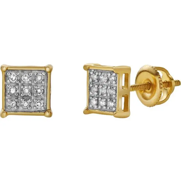 LUVMYJEWELRY 0.05 Ct Diamond Earrings - 10k Yellow Gold