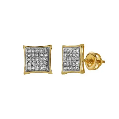 LUVMYJEWELRY 0.16 Ctw Diamond Earrings - 10k Yellow Gold